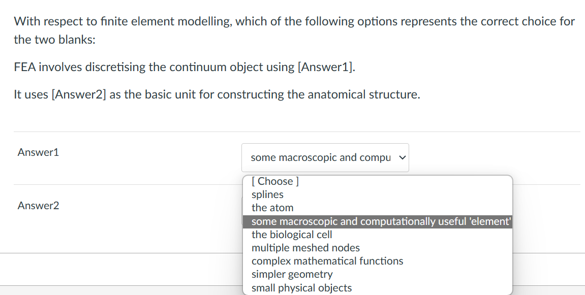 Solved With respect to finite element modelling, which of | Chegg.com