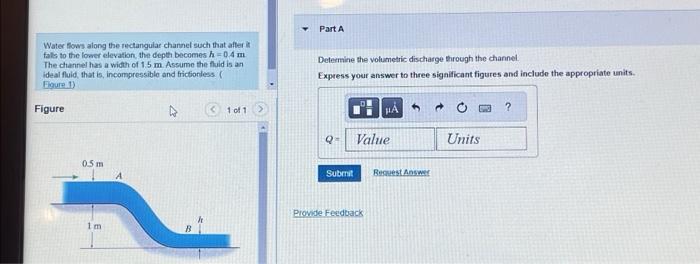 Solved Water flows along the rectangular channel such that | Chegg.com