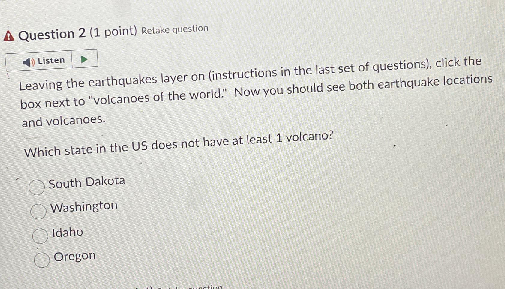 Solved Question 2 (1 ﻿point) ﻿Retake questionListenLeaving | Chegg.com