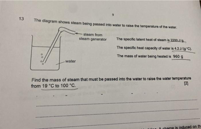 Solved The diagram shows steam being passed into water to | Chegg.com