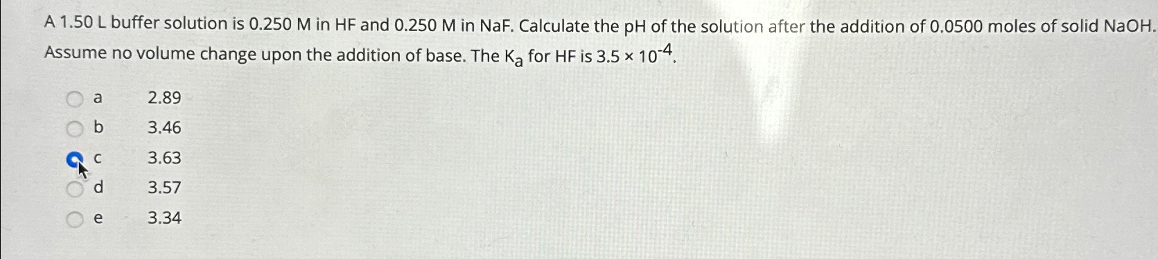 A 1.50 ﻿L buffer solution is 0.250M ﻿in HF ﻿and | Chegg.com