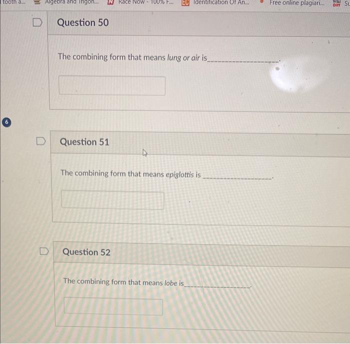 Solved The combining form that means lung or air is Question | Chegg.com