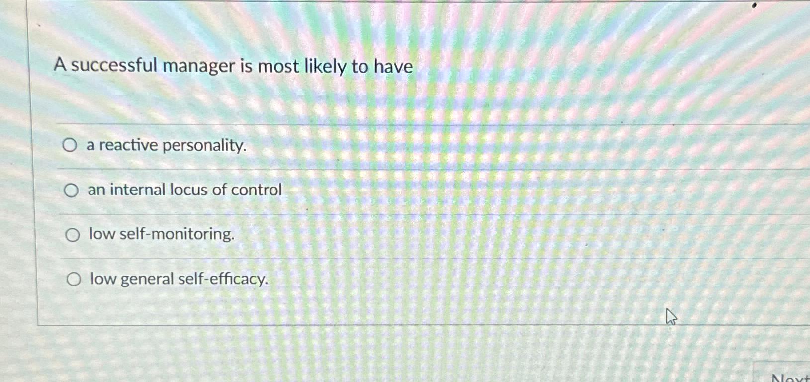 Solved A successful manager is most likely to havea reactive | Chegg.com