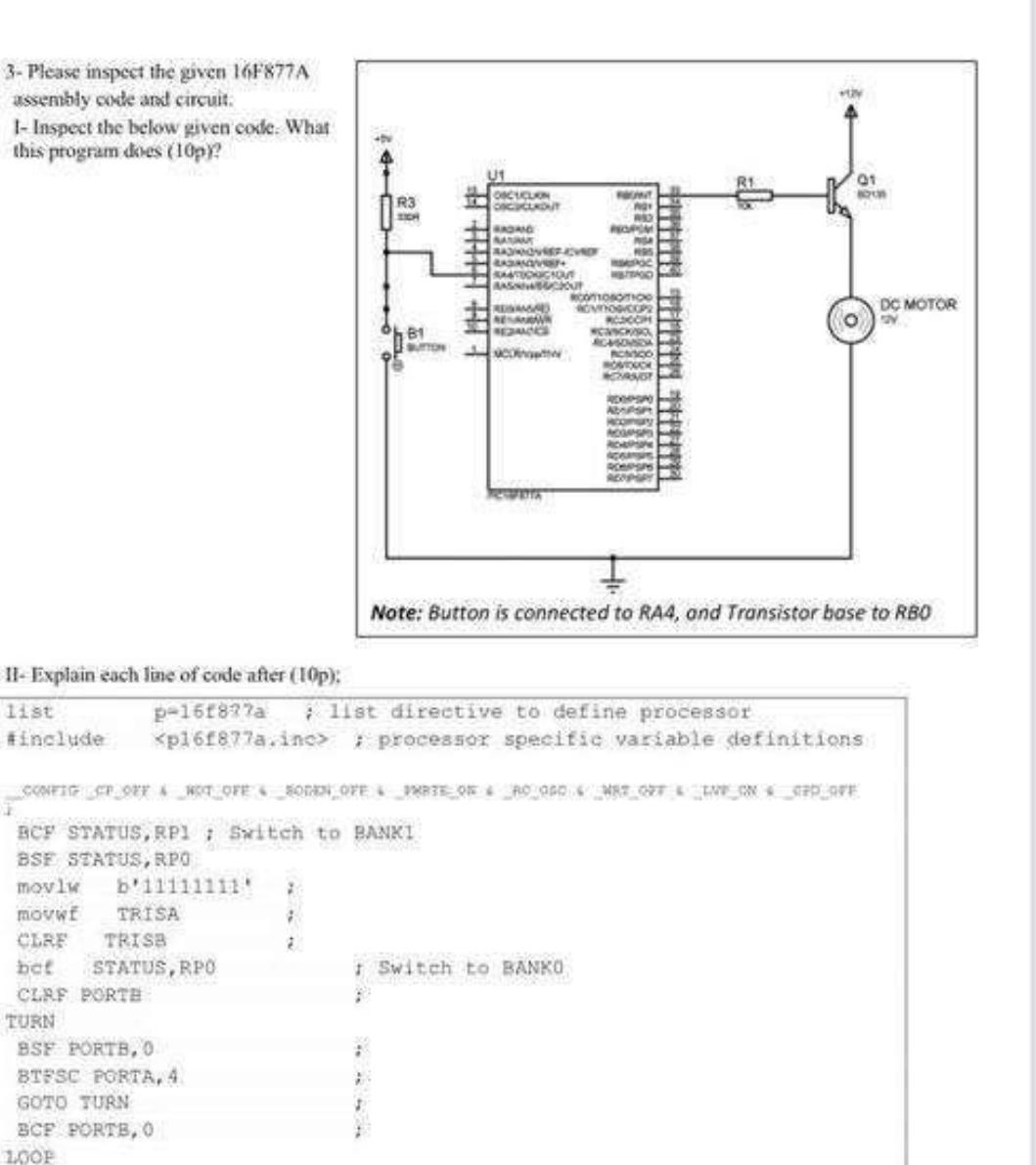 Solved 3 ﻿please Inspect The Given 16f877a Assembly Code 