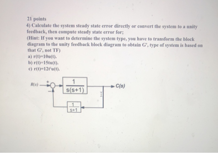 Solved 21 points 4) Calculate the system steady state error | Chegg.com