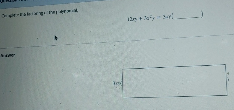 Solved Complete the factoring of the | Chegg.com