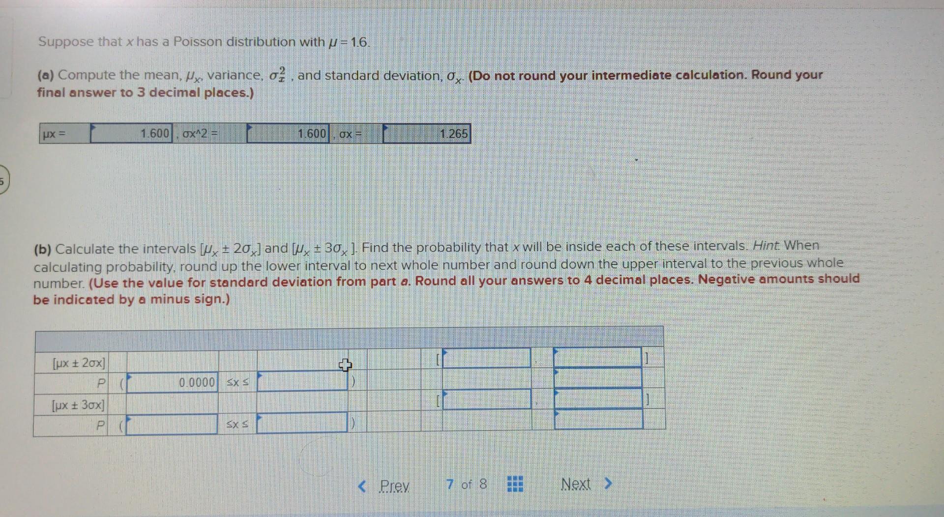 Solved Suppose that x has a Poisson distribution with μ=1.6 | Chegg.com