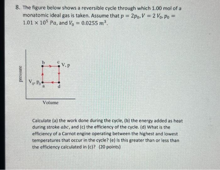 8. The figure below shows a reversible cycle through | Chegg.com