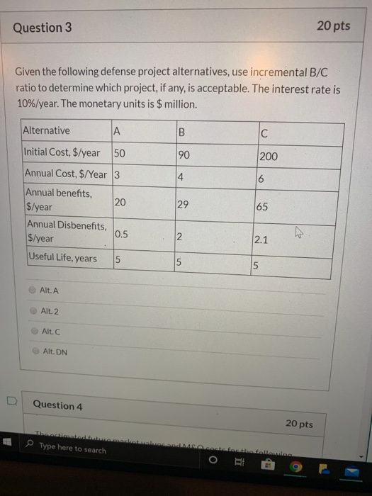 Solved Question 3 20 pts Given the following defense project | Chegg.com