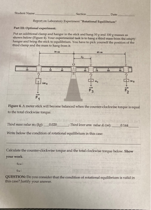 Solved Student Name Section Date Report on Laboratory | Chegg.com