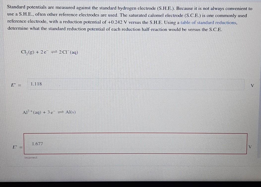 Solved Standard potentials are measured against the standard | Chegg.com