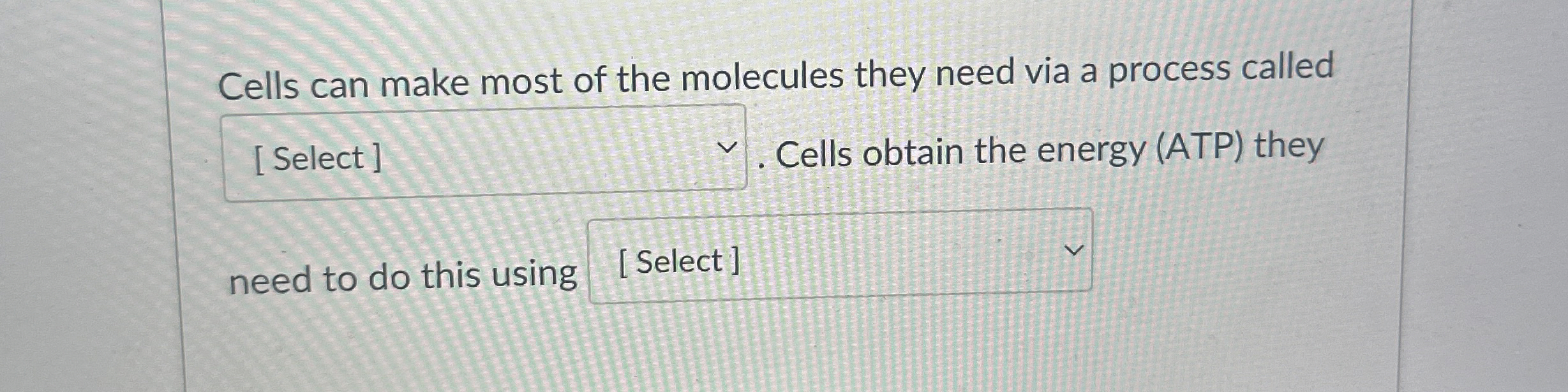 Solved Cells can make most of the molecules they need via a | Chegg.com