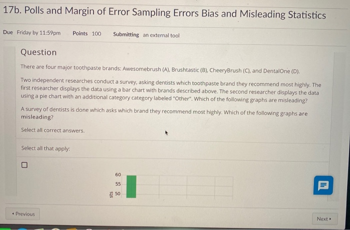 17b. Polls and Margin of Error Sampling Errors Bias | Chegg.com
