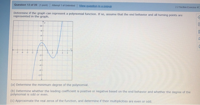 Solved Determine if the graph can represent a polynomial | Chegg.com