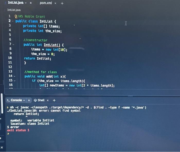 Solved Intuist.java \$ sh -c javac -classpath . | Chegg.com