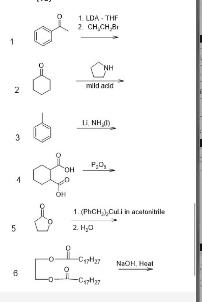 Solved LDA - ﻿THFCH3CH2Br12345(PhCH2)2CuLi in | Chegg.com