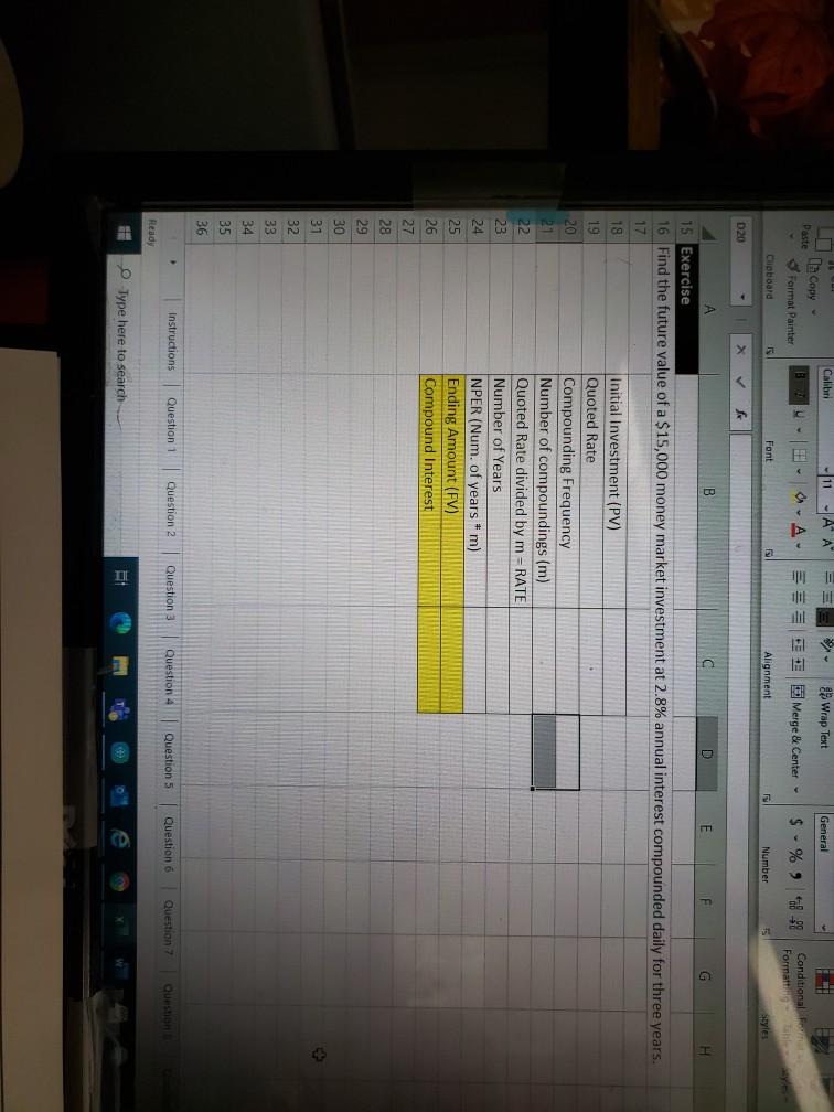 Solved Calibri 111 A A = 29 Wrap Text General In Пs Copy - | Chegg.com