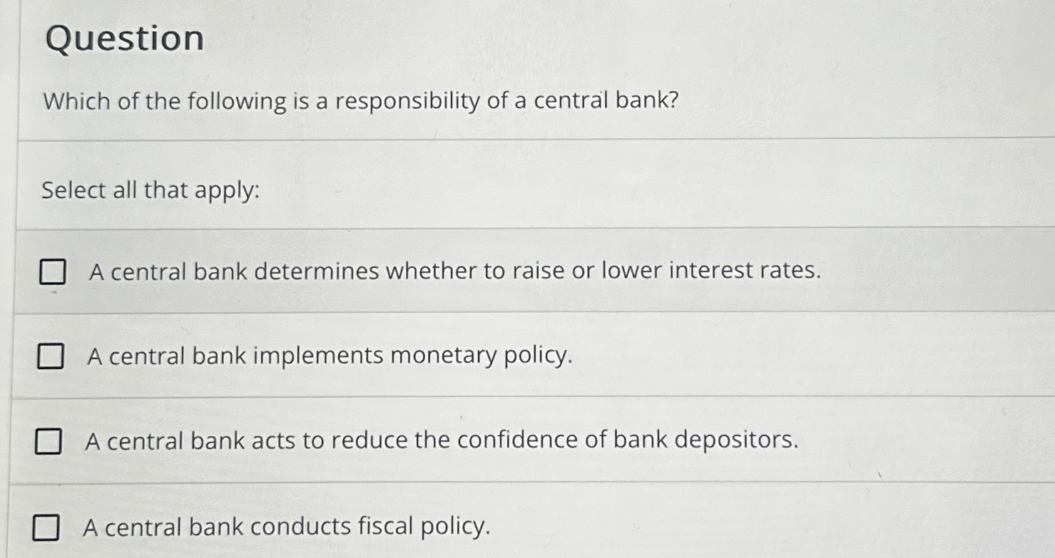 Solved QuestionWhich of the following is a responsibility of | Chegg.com