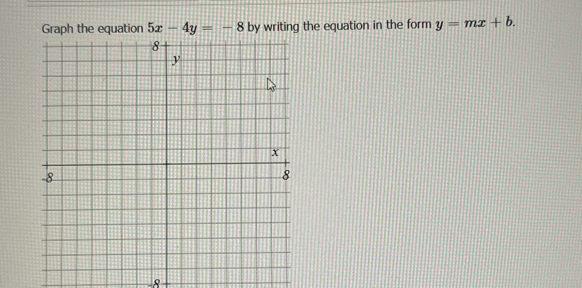 Graph the equation 5x-4y=-8 ﻿by writing the equation | Chegg.com