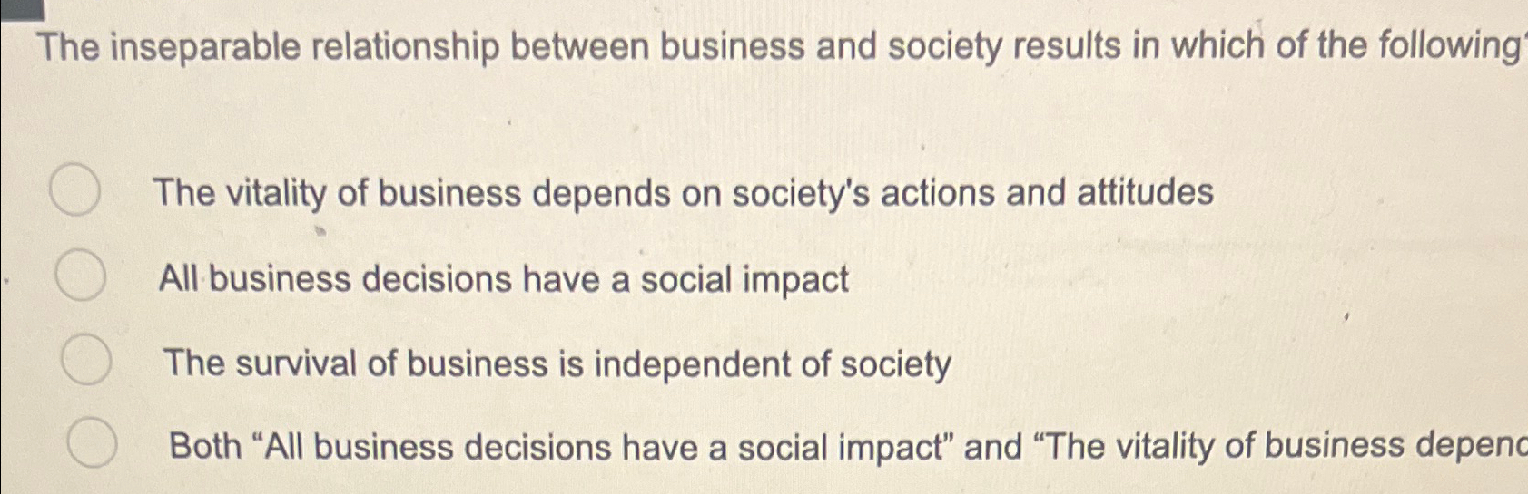 Solved The inseparable relationship between business and | Chegg.com