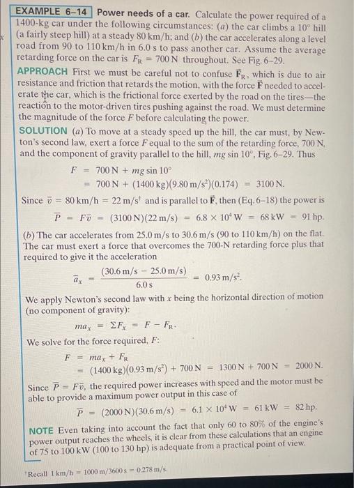 Solved From Example 6-14, calculate the power (in Watt = W) | Chegg.com