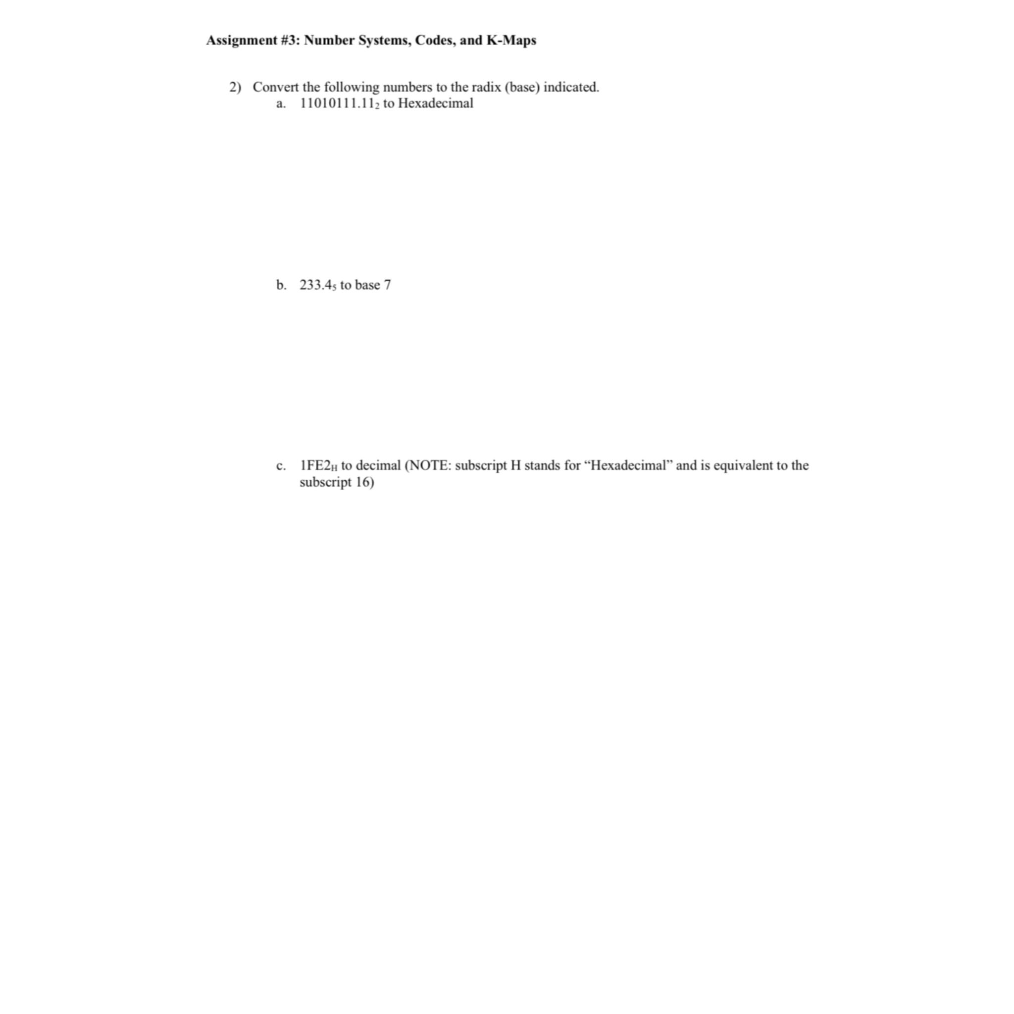 Solved Assignment #3: Number Systems, Codes, and | Chegg.com
