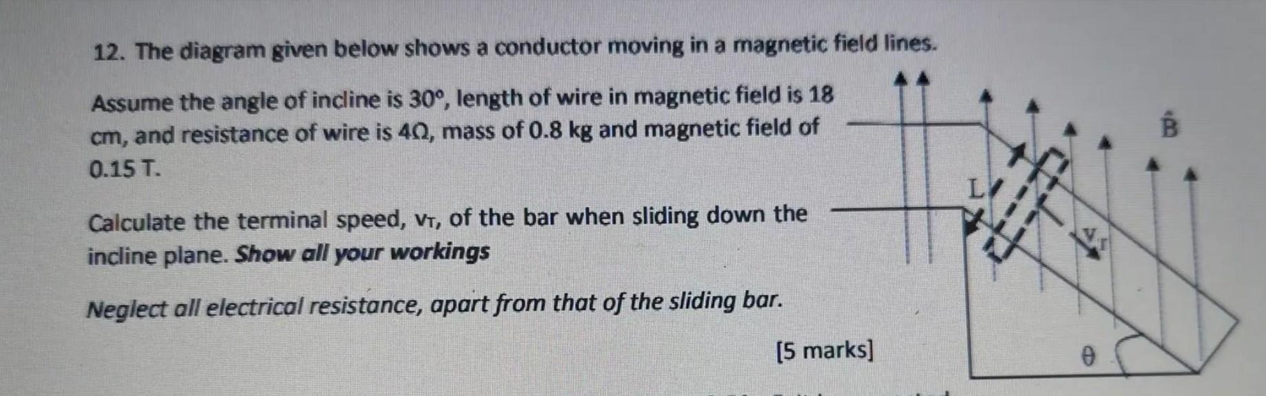 Solved 12. The diagram given below shows a conductor moving | Chegg.com