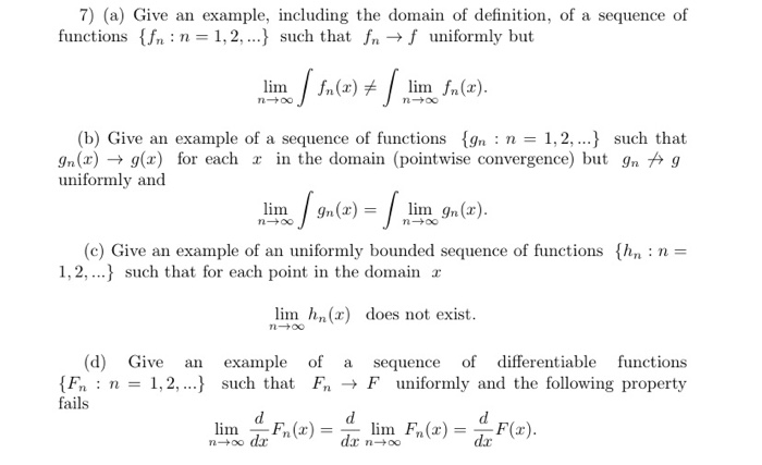 Solved 7) (a) Give an example, including the domain of | Chegg.com