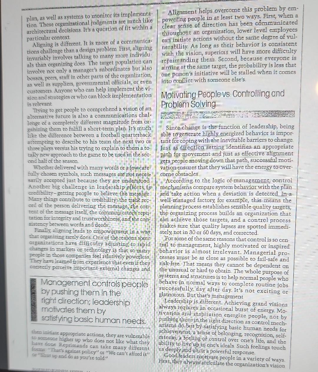 Solved Read the attached paper, "What Leaders Really Do", | Chegg.com