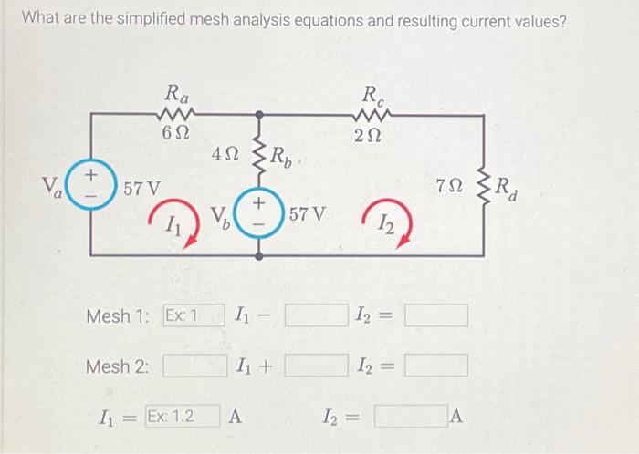 Solved What are the simplified mesh analysis equations and | Chegg.com