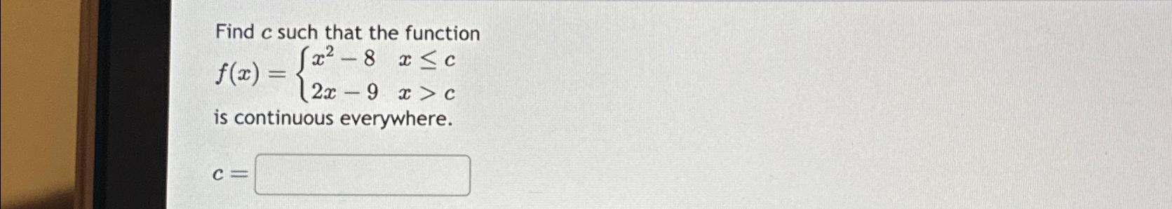 Solved Find c ﻿such that the | Chegg.com