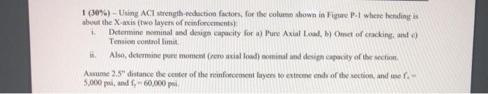Solved 1 (30%) - Using ACI strength-reduction factors, for | Chegg.com