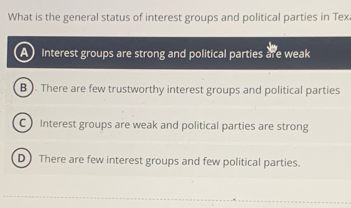 Solved What is the general status of interest groups and | Chegg.com
