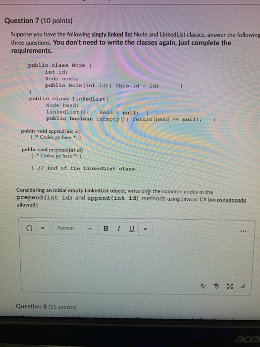 Solved Question 7 10 Points Suppose You Have The Following 
