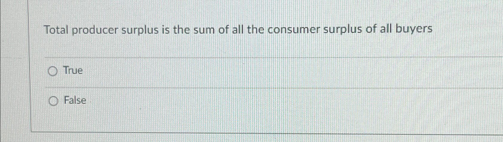 Solved Total producer surplus is the sum of all the consumer | Chegg.com