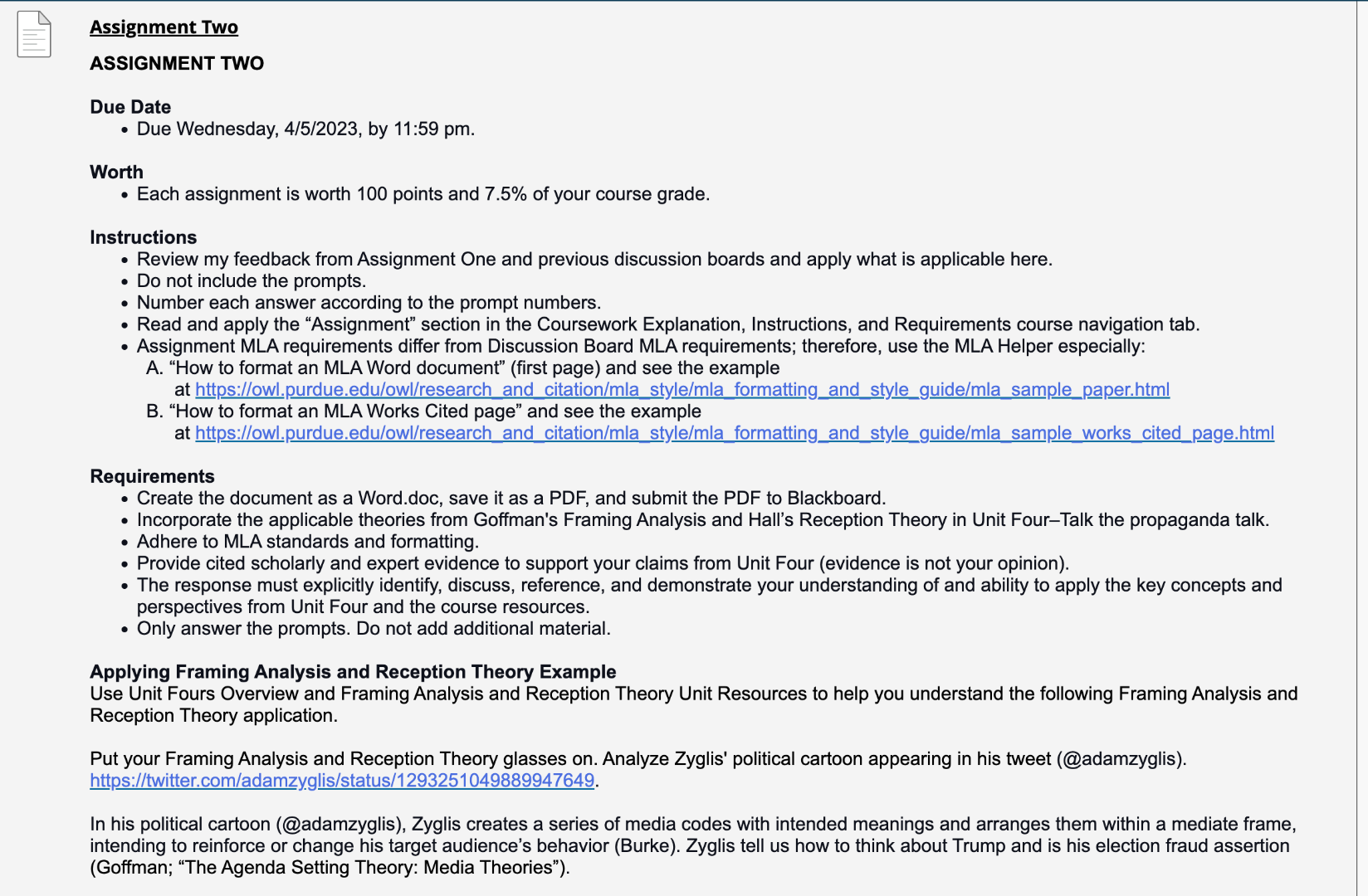 ASSIGNMENT TWO Due Date - Due Wednesday, 4/5/2023, by | Chegg.com