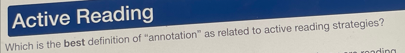 Solved Active ReadingWhich is the best definition of | Chegg.com