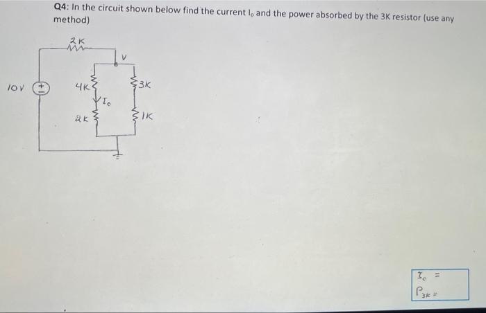 Solved lov + Q4: In the circuit shown below find the current | Chegg.com