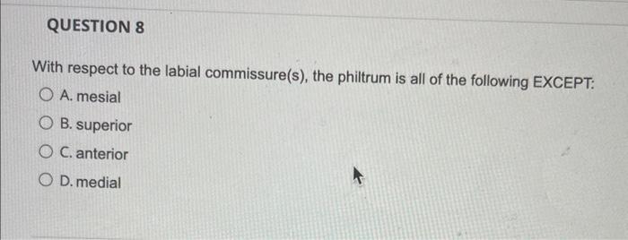 Solved With respect to the labial commissure(s), the | Chegg.com
