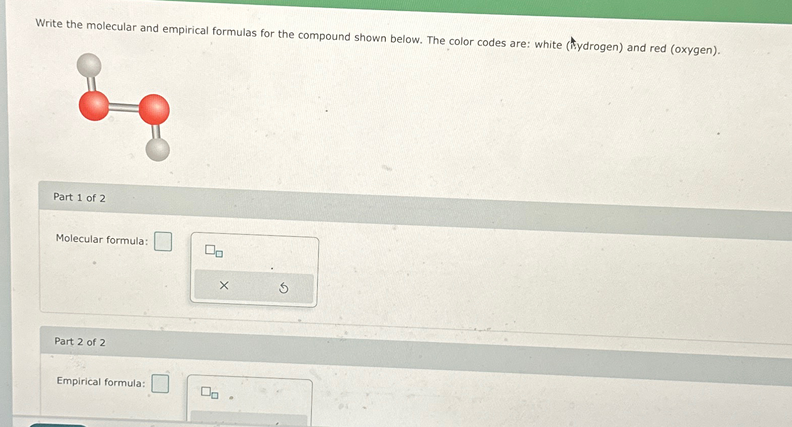 Solved Write the molecular and empirical formulas for the | Chegg.com