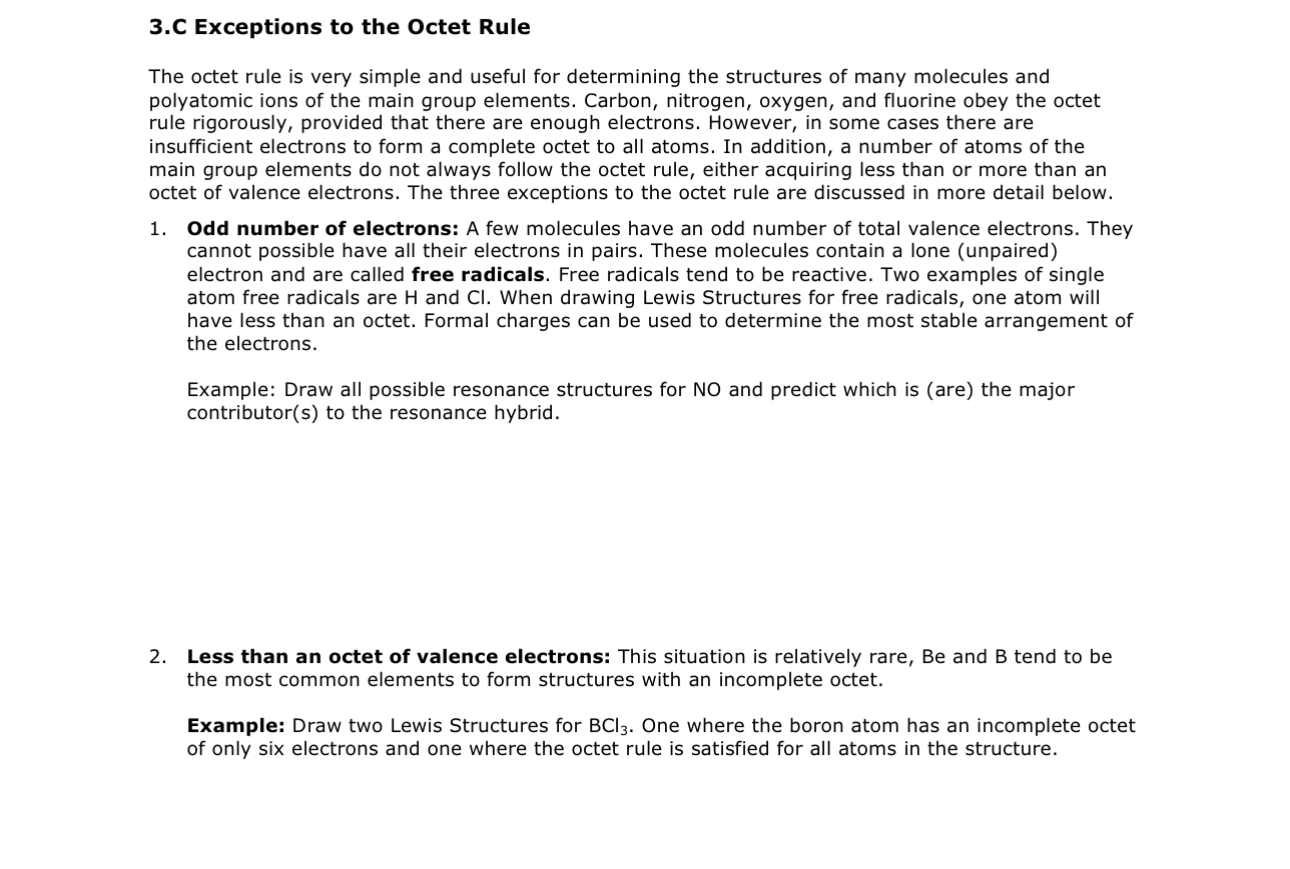 Solved C Exceptions to the Octet RuleThe octet rule is very | Chegg.com