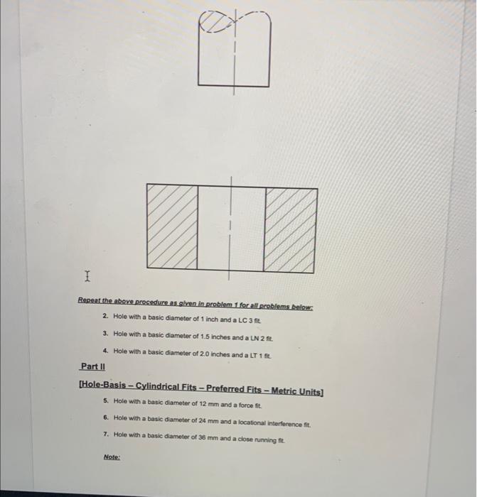 [Hole-Basis - Cylindrical Fits - English Units] 1. | Chegg.com