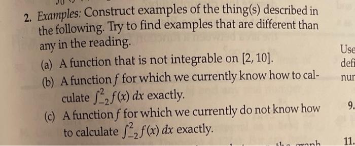 Solved 2. Examples : Construct examples of the thing(s) | Chegg.com
