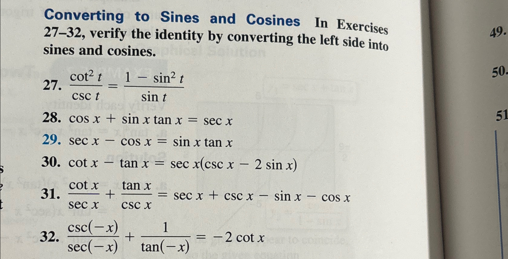 Solved Converting to Sines and Cosines In Exercises 27-32, | Chegg.com