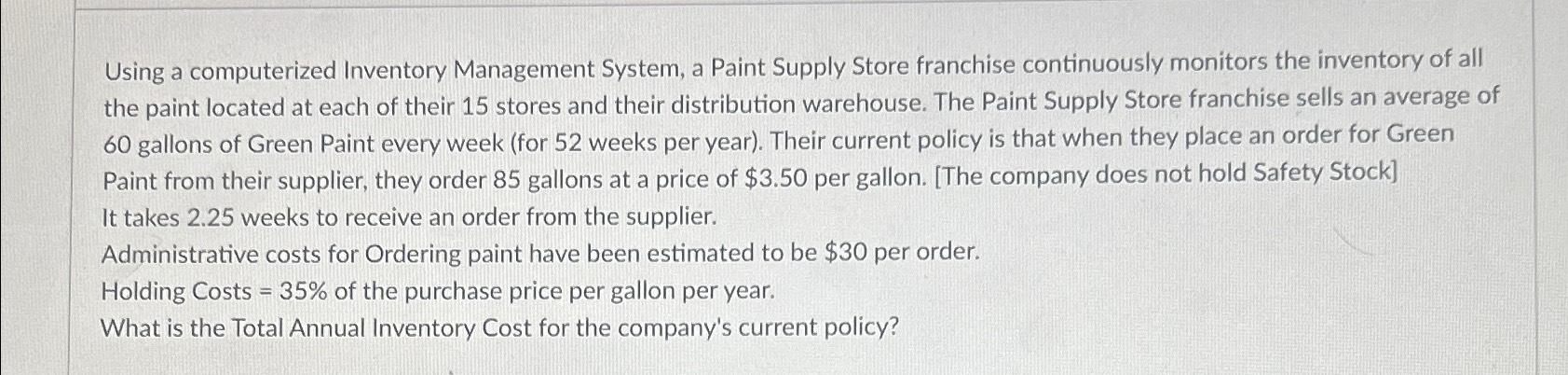 Solved Using a computerized Inventory Management System, a | Chegg.com