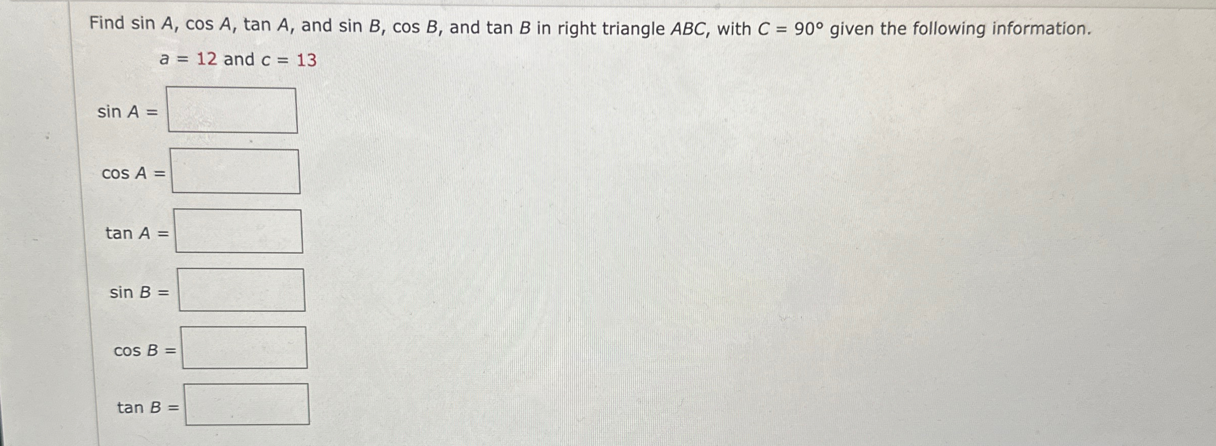 Solved Find sinA,cosA,tanA, ﻿and sinB,cosB, ﻿and tanB ﻿in | Chegg.com
