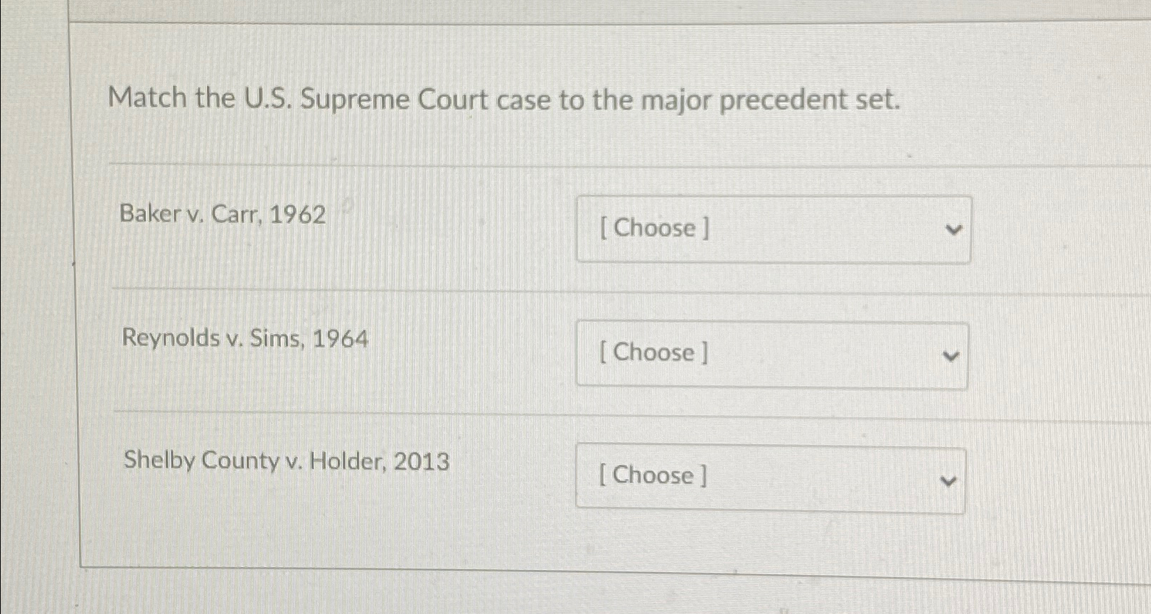 Solved Match the U.S. ﻿Supreme Court case to the major | Chegg.com