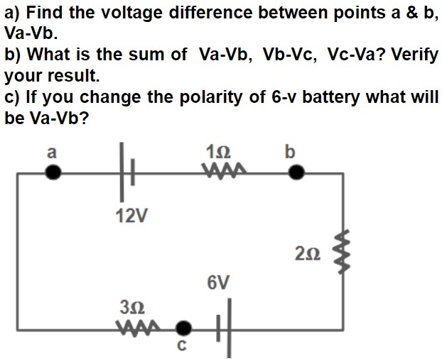 Solved a) ﻿Find the voltage difference between points a | Chegg.com
