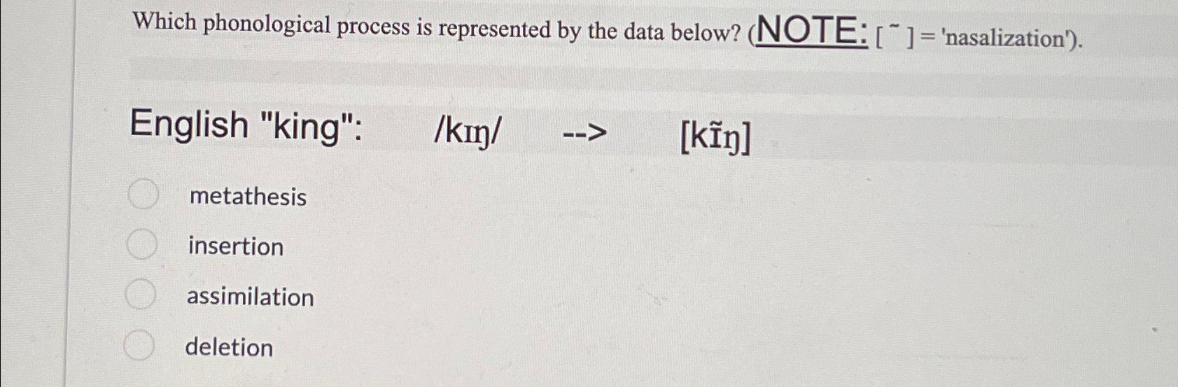 Solved Which phonological process is represented by the data | Chegg.com