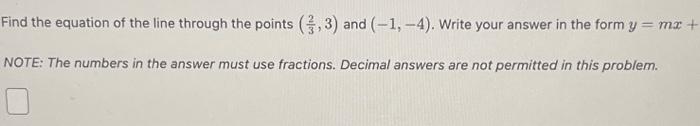 Solved Find the equation of the line through the points | Chegg.com